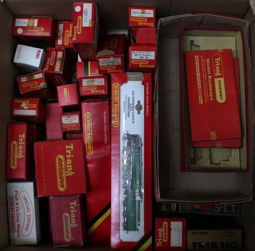 One box of assorted empty model railway boxes to include Hornby, Triang ...