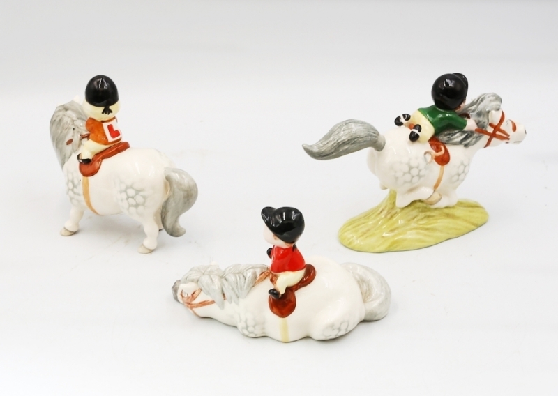 3 Beswick Thelwell Grey Pony models to include Angel on horseback ...