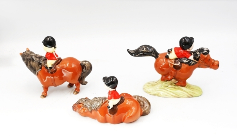 3 Beswick Thelwell Brown Pony models to include Angel on horseback ...