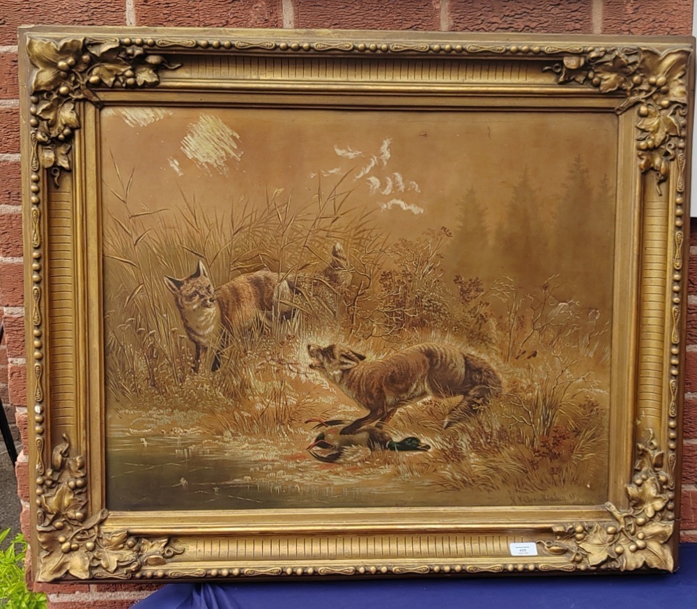 A 19th century German oleograph in a gilt frame.