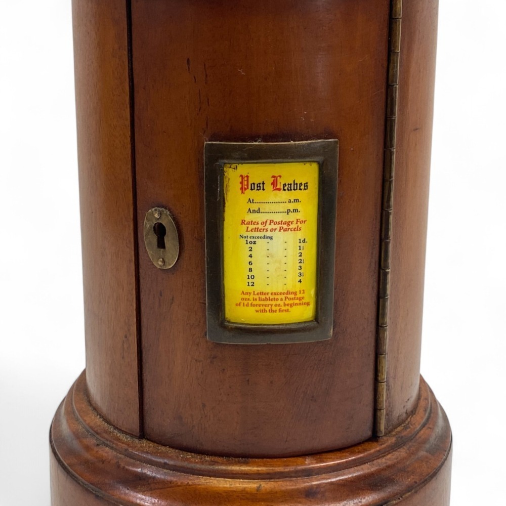 A Victorian style cylinder mahogany country house post box, 21 cm ...