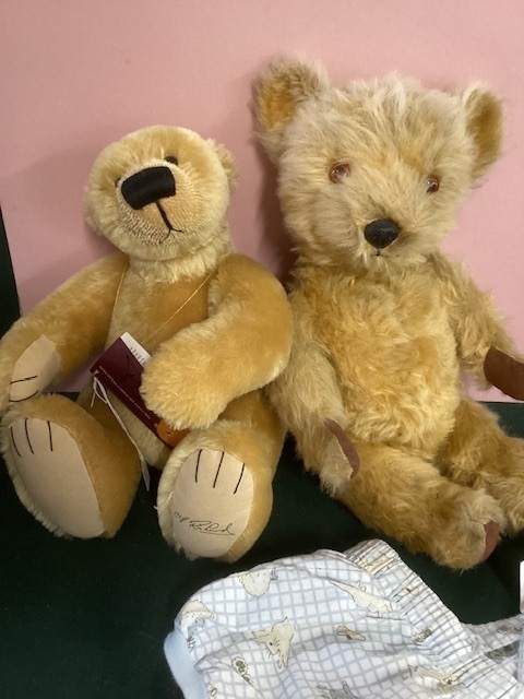 Antique Chiltern teddy bear 16” golden toy and a further Cliff Richard ...