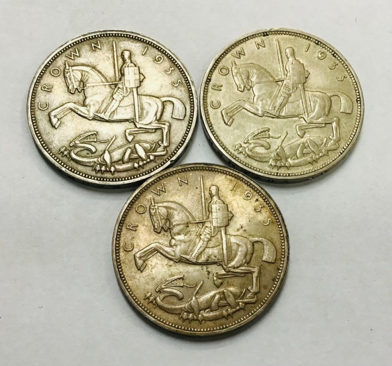 Three George V 1935 Silver Jubilee Crowns.
