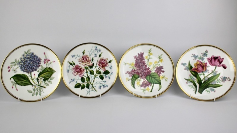 Spode - Four Garden Flowers plates, comprising Rose no5, Tulip no6 ...