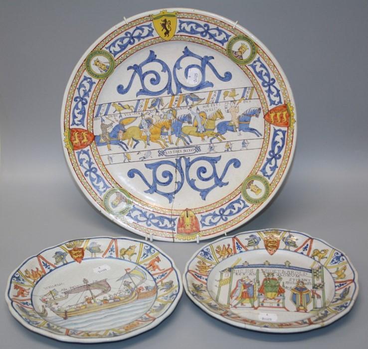 A Caen faience charger commemorating the Battle of Hastings with a ...