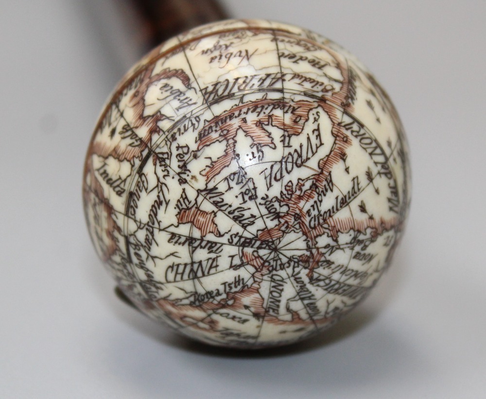 An unusual brass handled Malacca combined periscope/telescope walking ...