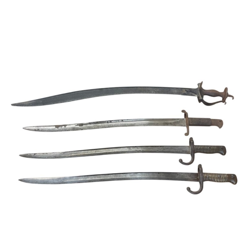 A group of various bayonets including a pair of French 1866 Chassepot ...