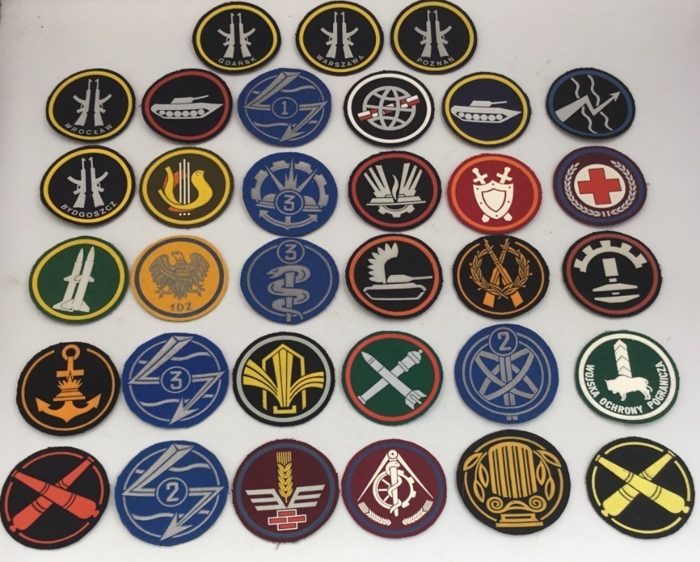 A selection of vintage Communist era Polish felt sleeve patches, each ...