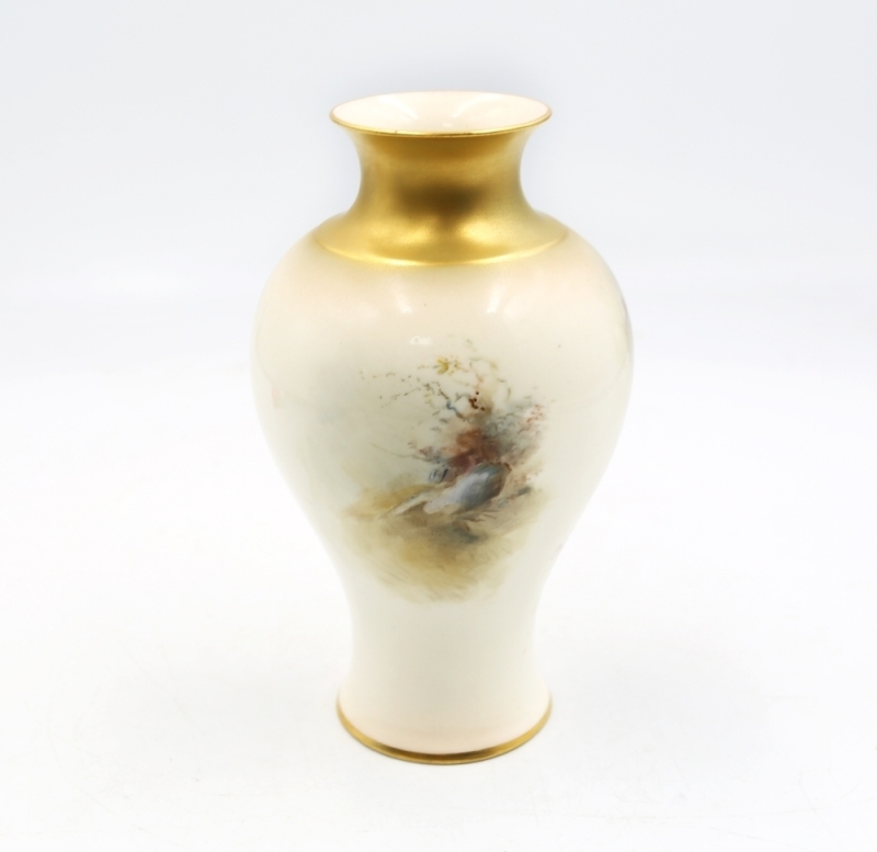 A Royal Worcester vase decorated with cattle in a woodland scene, app ...