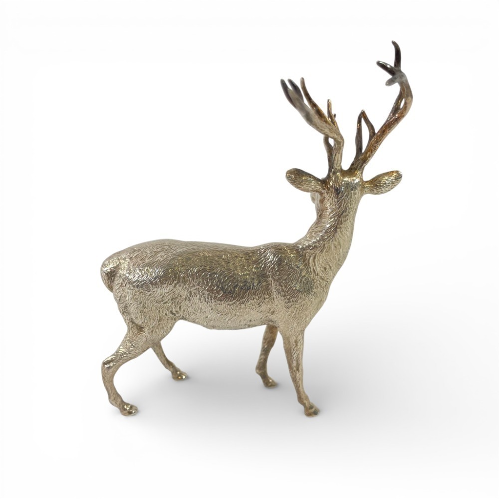 Sterling Silver Stag Figure London, Edward Barnard, 1975 Length: 10cm ...