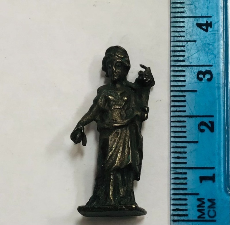 Rare Roman Cast and Silvered Deity Figure of Fortuna standing holding ...