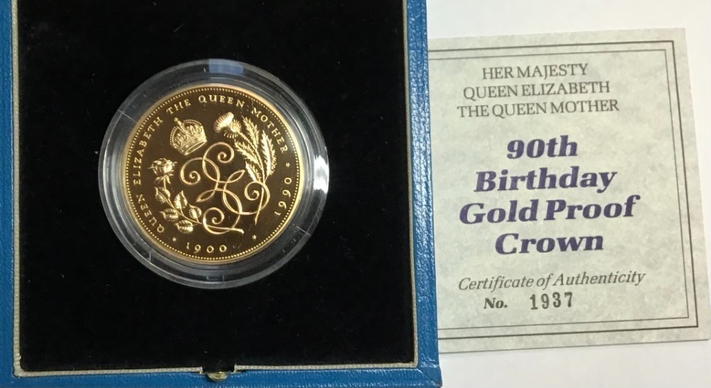 Scarce Elizabeth II 1990 Gold Proof Commemorative Five Pound Coin ...