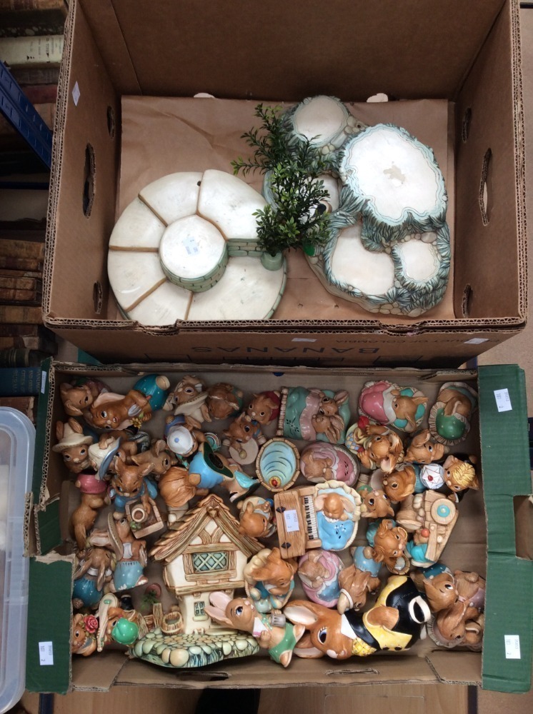 A collection of 1970s/80s vintage Pendelfin figures of rabbits with two ...