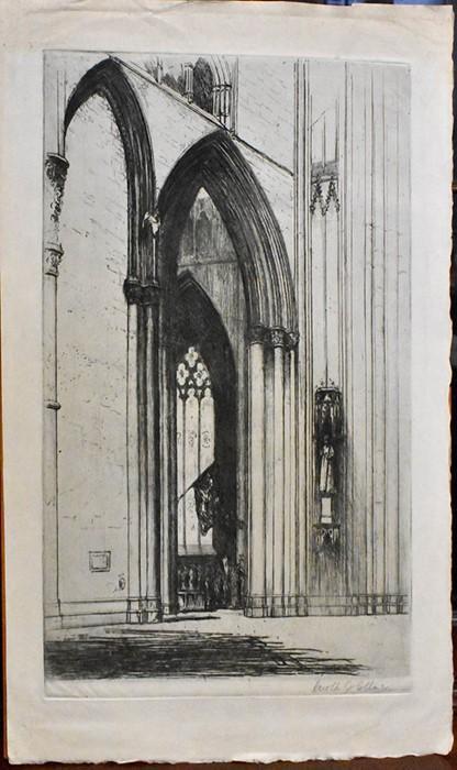 4 original etchings by Harold F Collinson (1886-1955) plus a portfolio ...