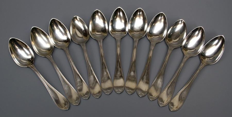 A part set of eleven American Allcock and Allen of New York white metal ...